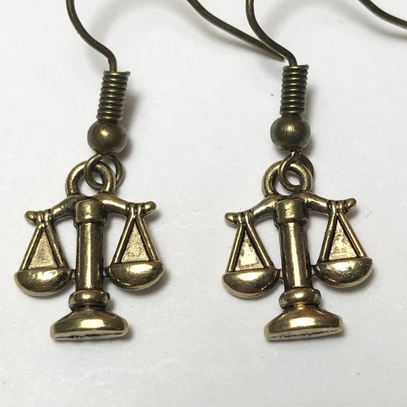 Jewelry | Gold Scales Of Justice Law Charm Earrings Libra | Poshmark